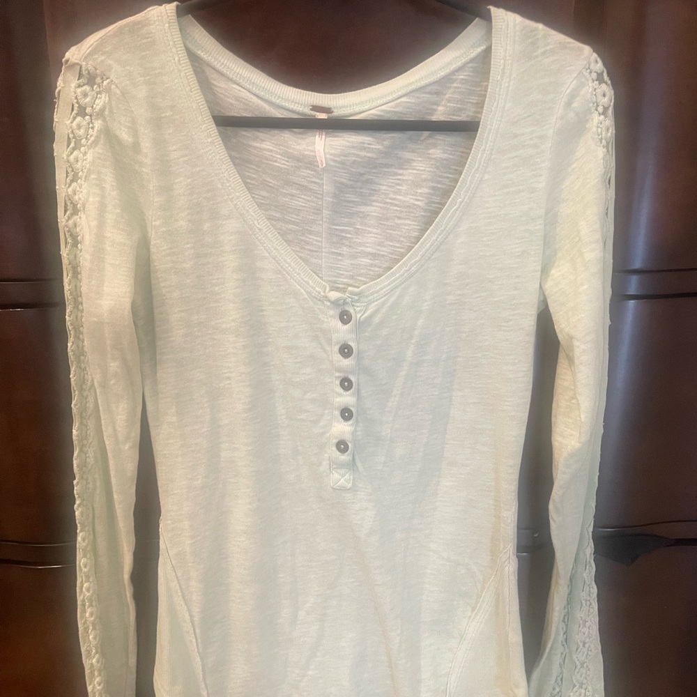 Free People Gorgeous Lace Arm Long Sleeve - Gem